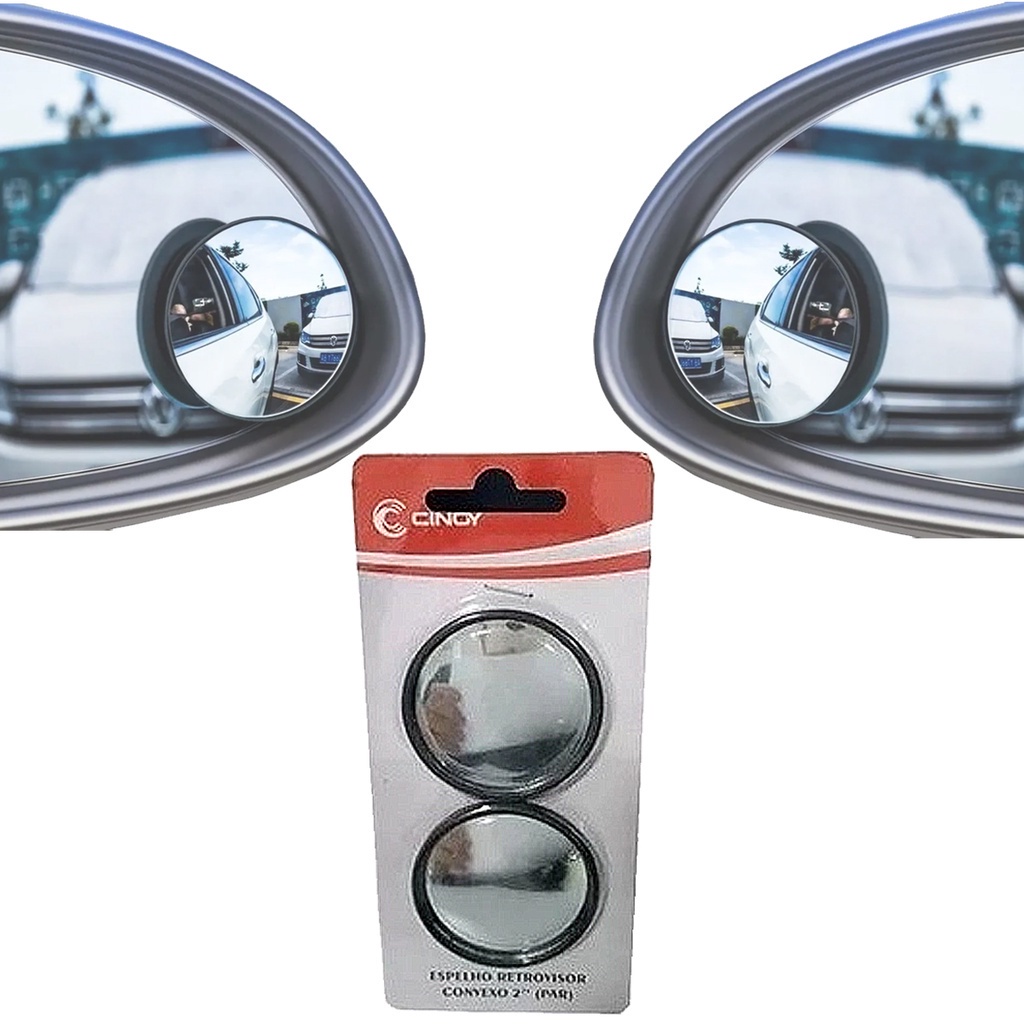 Par de Espelho Retrovisor Carro Moto Convexo Auxiliar Externo Para Pontos Cegos 5cm Universal ...