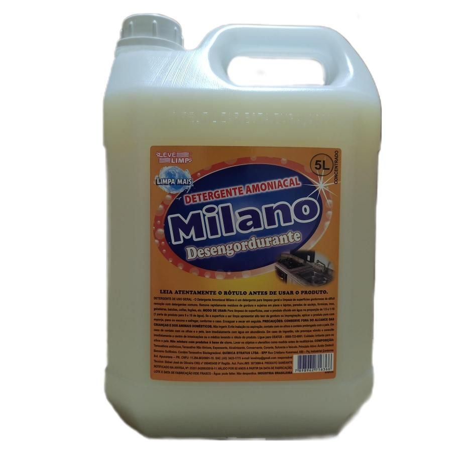 DETERGENTE DESENGORDURANTE AMONIACAL 5L MILANO | Shopee Brasil
