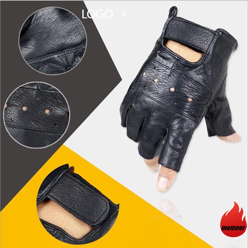 Luvas Protetoras Masculinas De Couro Preto De Meia Dedo Para Homens ...