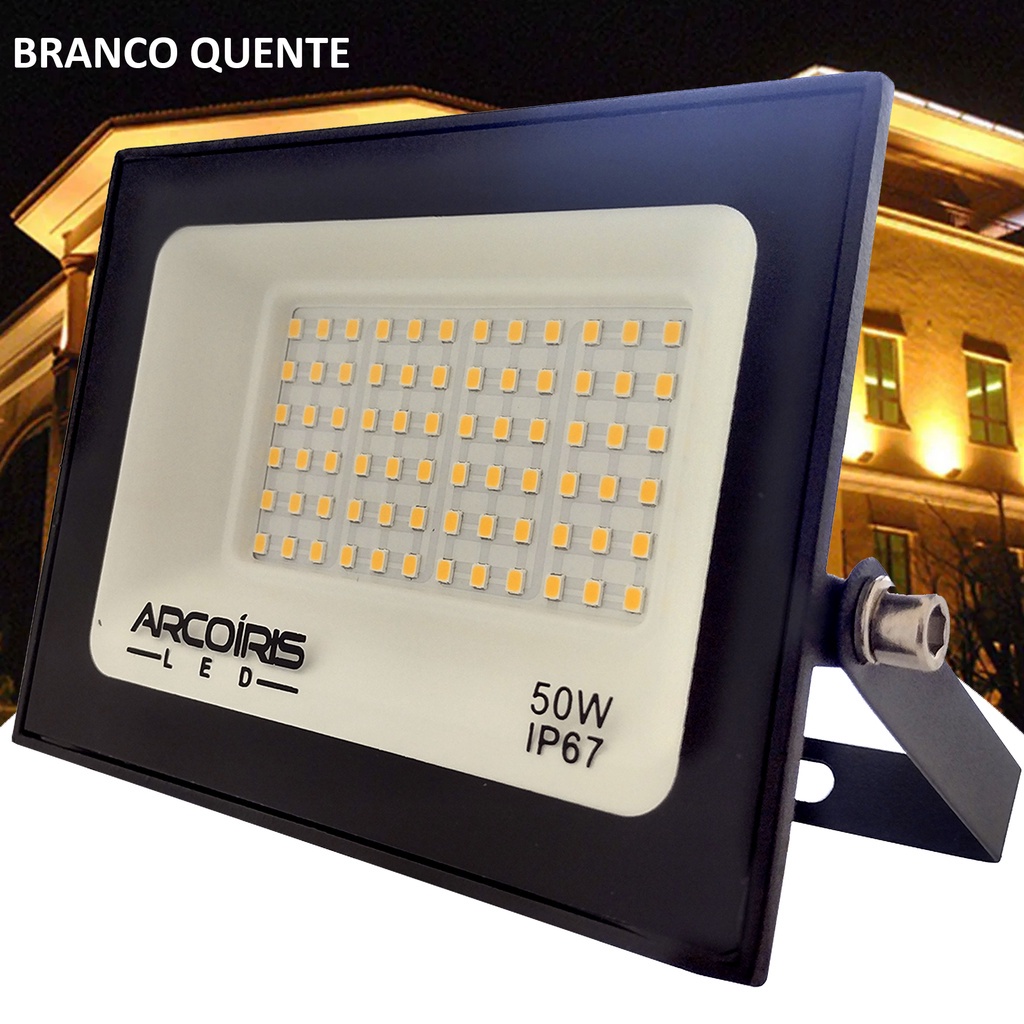 Refletor 50w LED Holofote Luz Branco Quente Amarelo IP67 A Prova D Agua ...