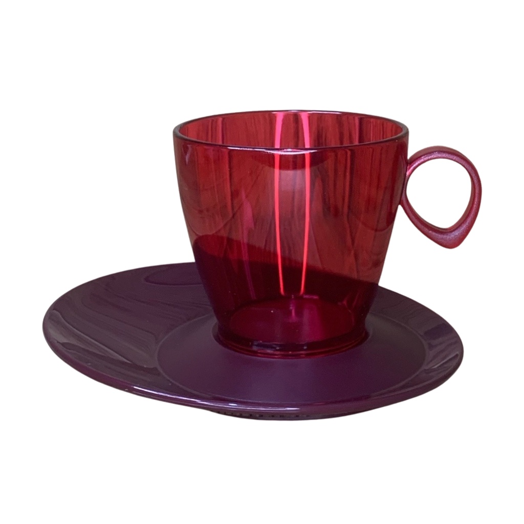 Xícara Tupperware 180ml Vermelha Original Nova Com Pires Design Tapoer ...