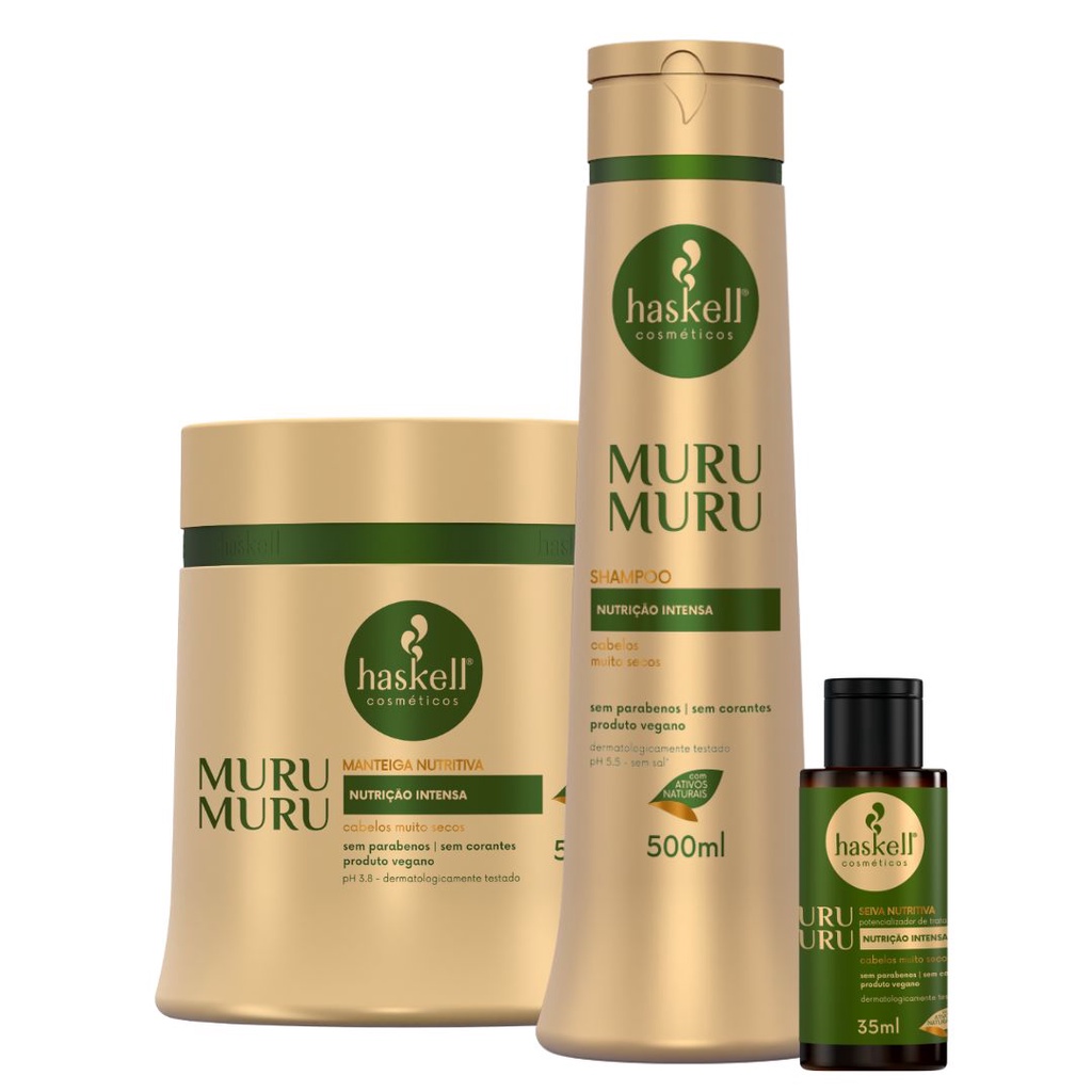 Kit Haskell Murumuru Shampoo + Mascara e Seiva Nutritiva (M) | Shopee Brasil