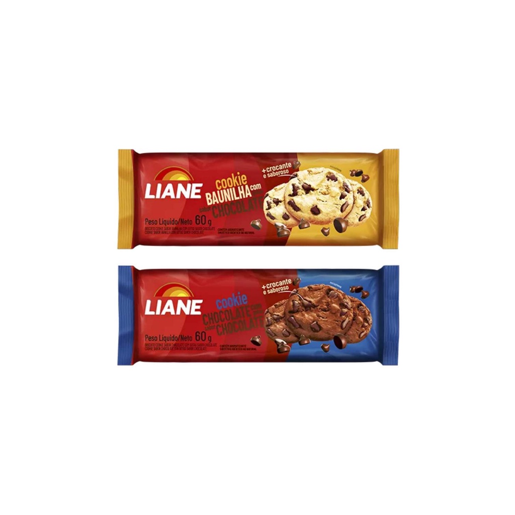 Kit 02 Cookie Baunilha e Chocolate 60g - Liane | Shopee Brasil
