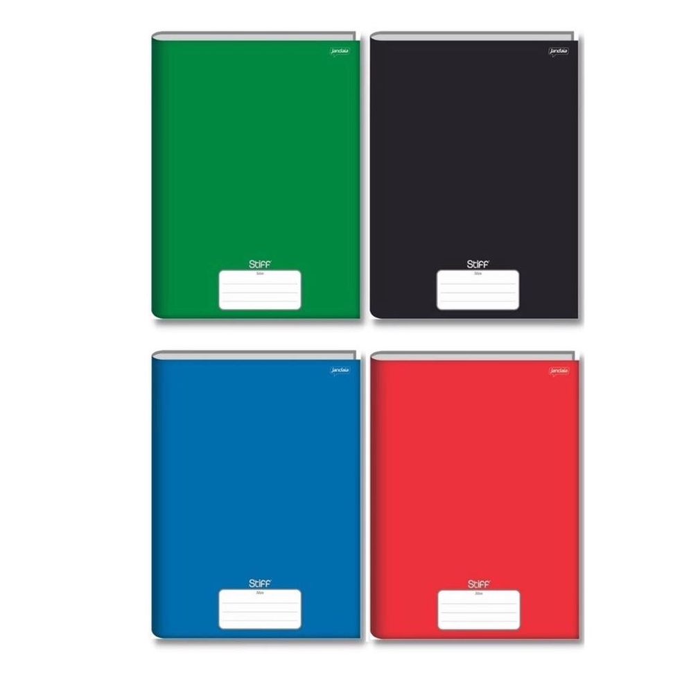 Kit 04 Caderno Brochura Capa Dura Stiff 96 Folhas Jandai | Shopee Brasil
