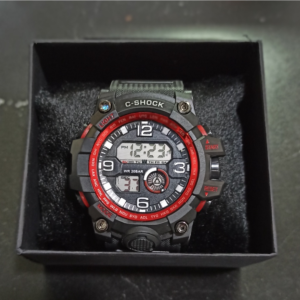 Relógio Digital C Shock Vermelho a Prova de Agua Masculino Sport Com ...