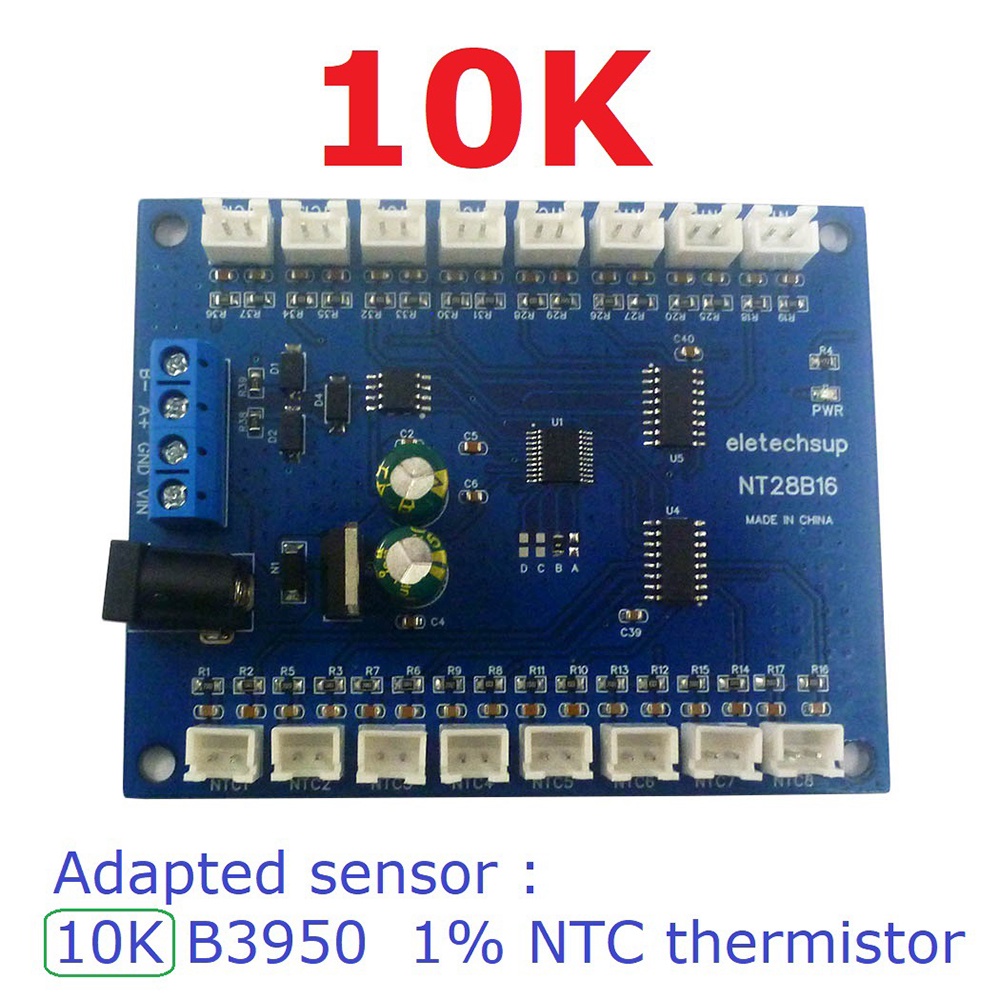 DIYMORE 16Ch RS485 Coletor De Temperatura Modbus RTU Record NTC Sensor ...