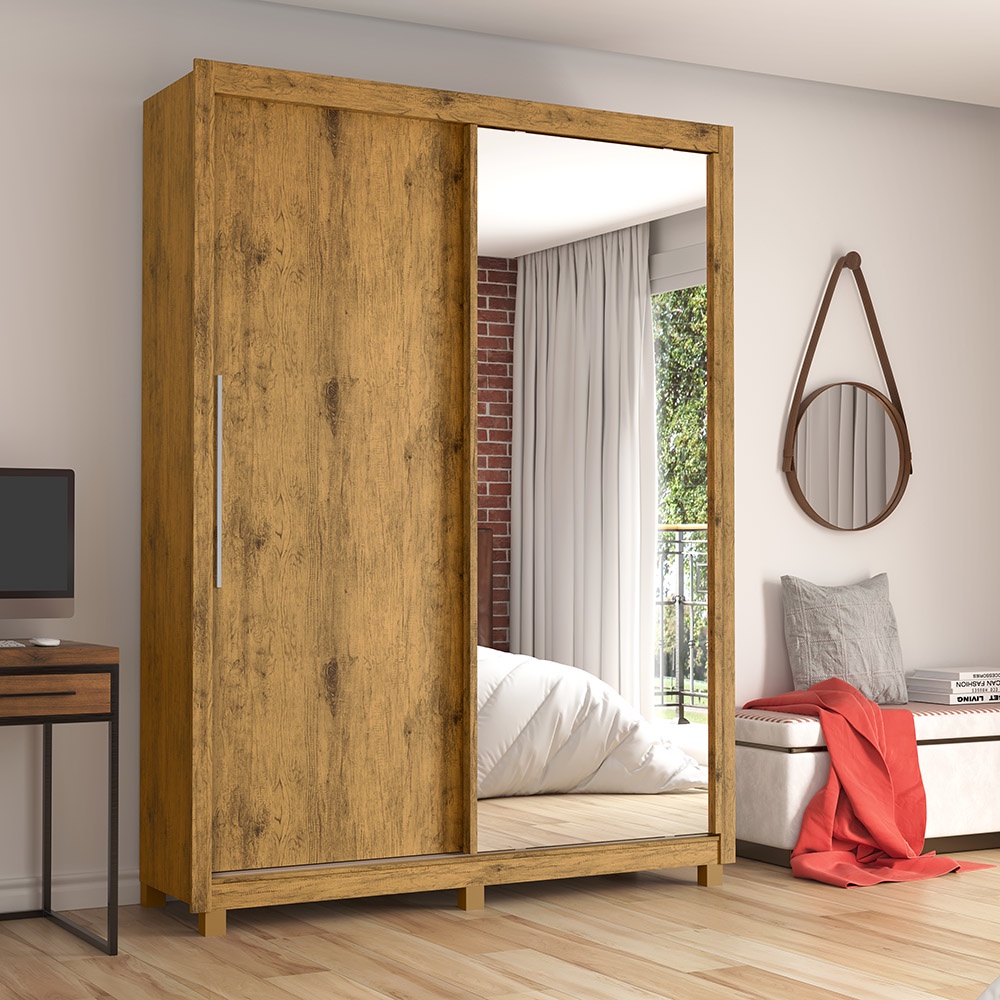 Guarda Roupa Solteiro 2 Portas com 1 Porta Espelho Royale Madeirado Off ...