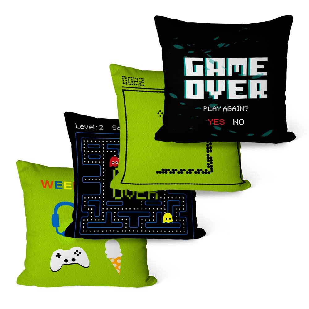 Kit 4 Almofadas Game Over Old | Shopee Brasil