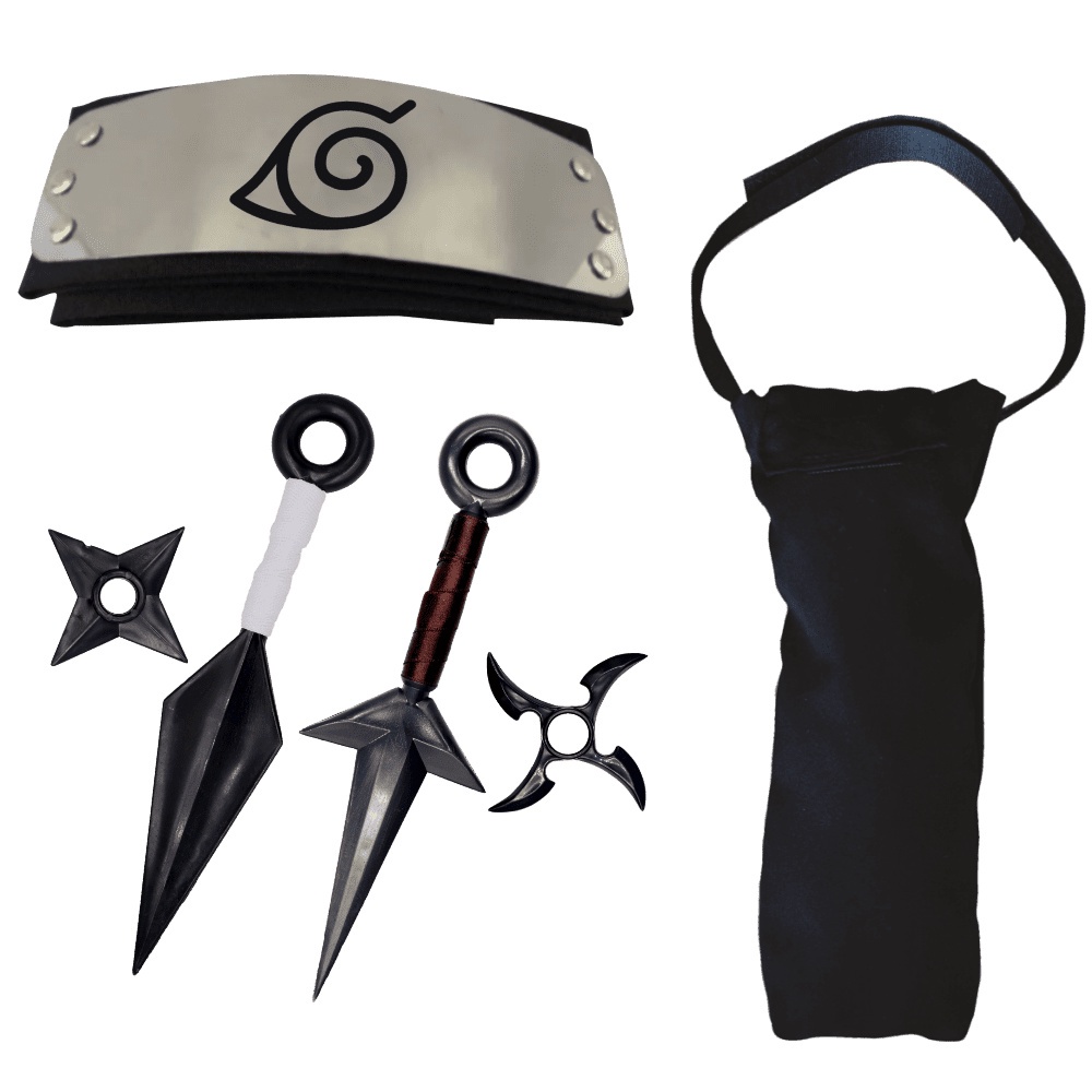 Kit Kunai Naruto + Bandana Flexvicel Realista + Bolsinha Ninja Porta ...
