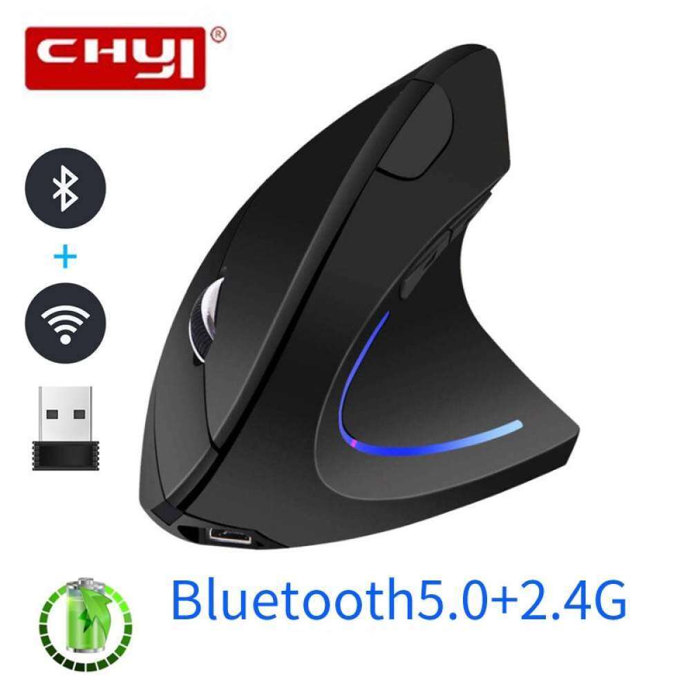 CHYI Novo Mouse Sem Fio Vertical Bluetooth Recarregável Rato Ergonômico Modo Duplo USB Para ...