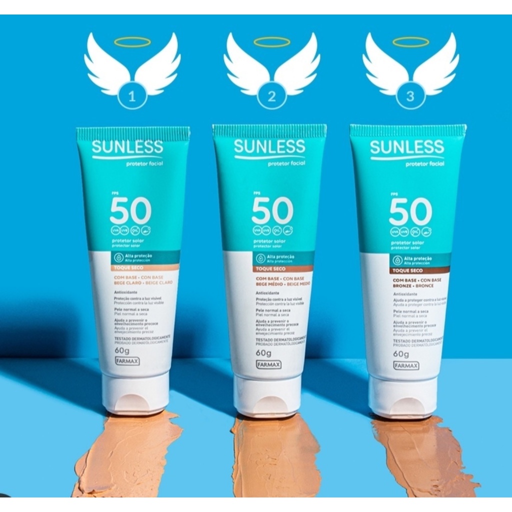 Protetor Solar Facial Sunless FPS 50 60g Diversas Cores | Shopee Brasil