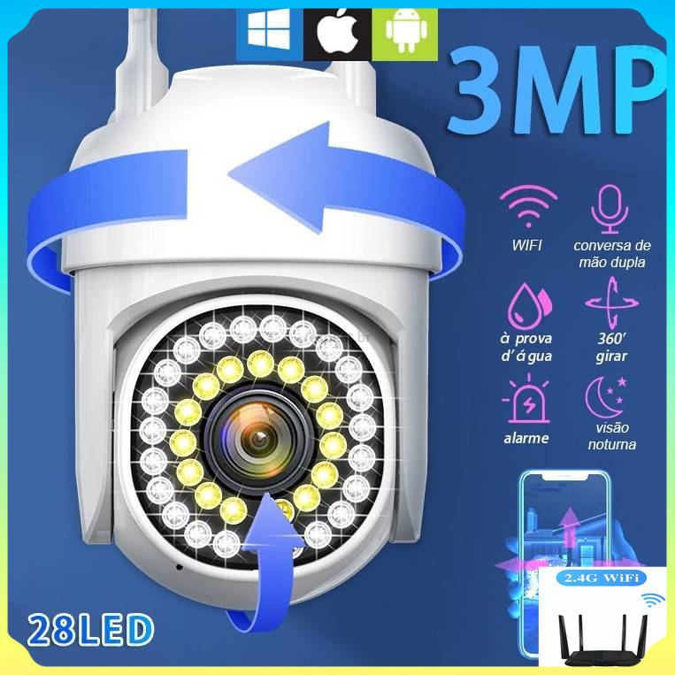 3mp Hd Câmera de Segurança Cctv À Prova D' Água de 360 Graus Sem Fio Wi ...
