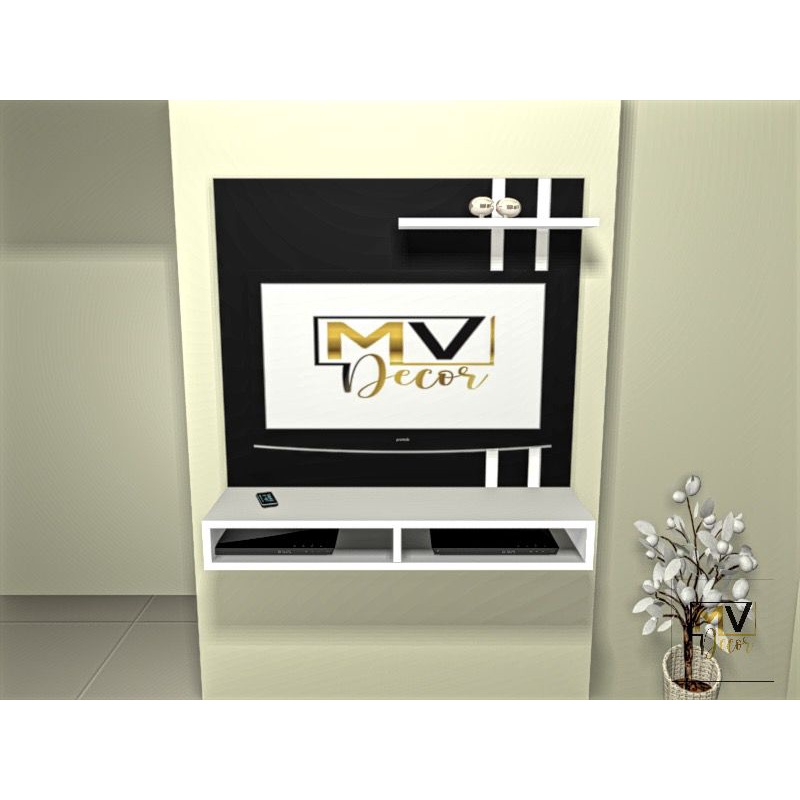 PAINEL PARA SALA TV 32 POLEGADAS COM NICHO E PRATELEIRA | Shopee Brasil