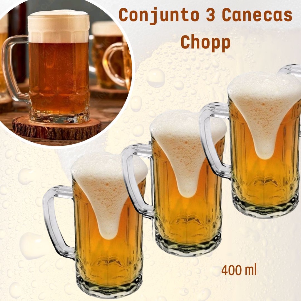 CONJUNTO 3 CANECAS DE CHOPP 400 ML CK2937 | Shopee Brasil