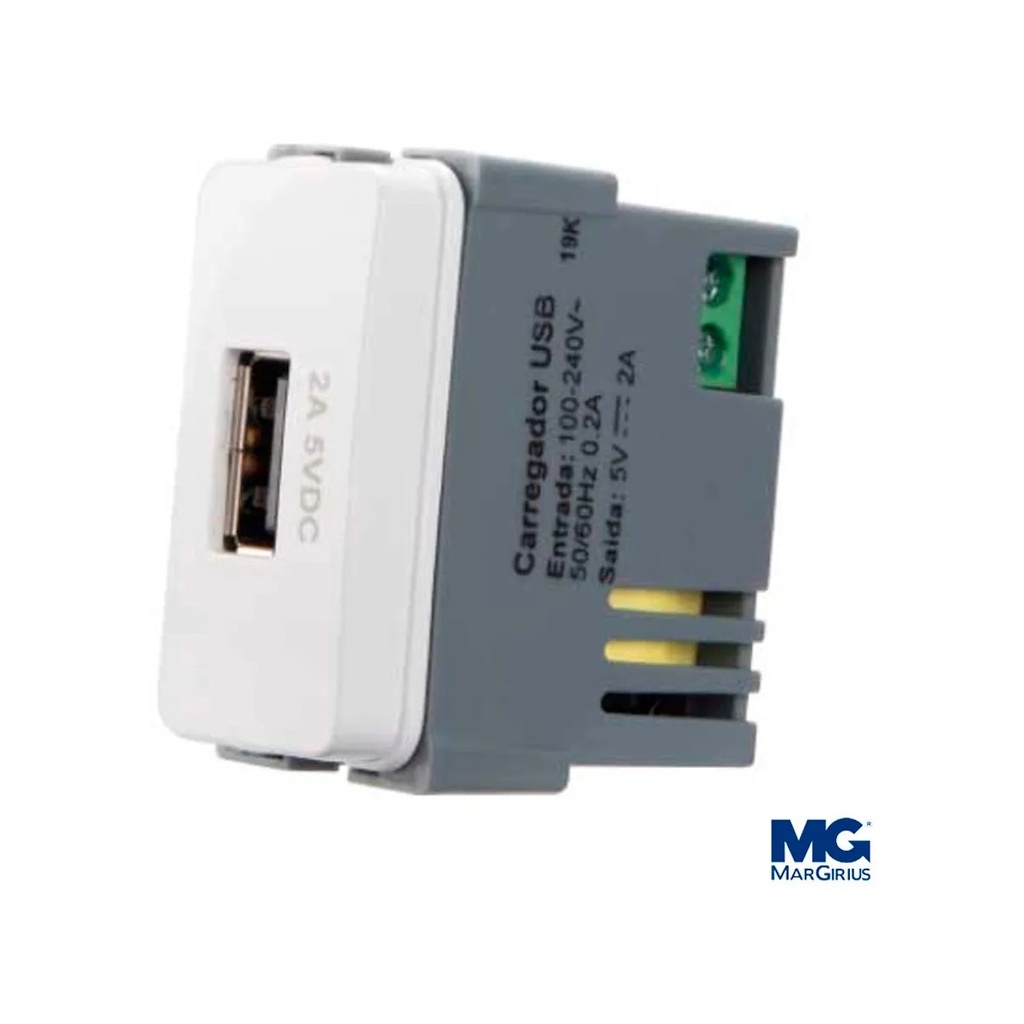Modulo Carregador Tomada Usb 5v 2a Margirius Linha B3 Bivolt | Shopee ...