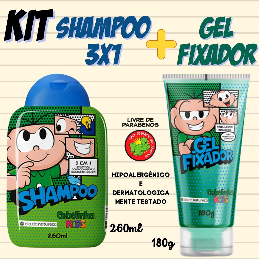 Kit Shampoo Condicionador E Sabonete Liquido 3 Em 1 E Gel Fixador ...
