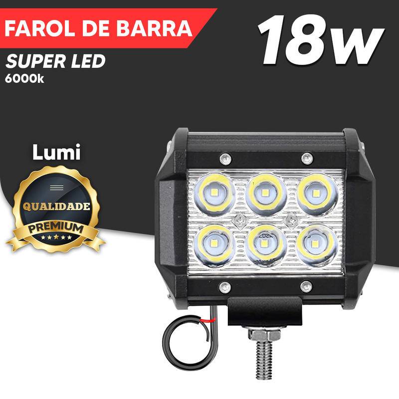Kit 2 Farol Milha Led Retangular 18w 9-60v Universal Off-road Envia já ...