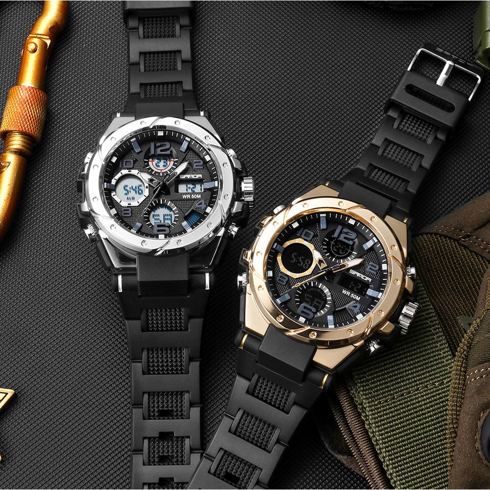 SANDA 6008 Relógios Esportivos Masculinos 2021 Marca Militar À Prova D ...
