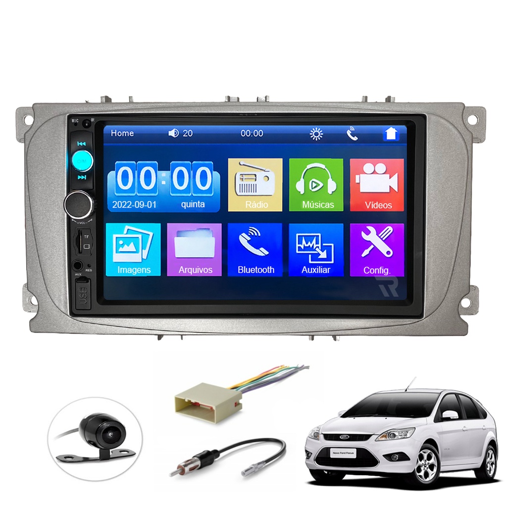 Kit Central Multimidia DVD 2 Din Mp5 Ford Focus 2009 a 2013 Prata | Shopee Brasil