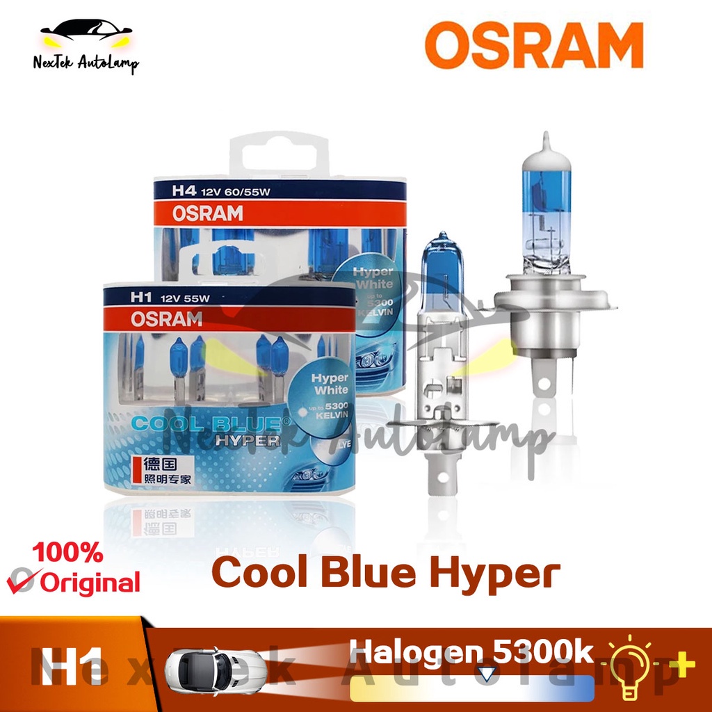 OSRAM Cool Blue Hyper H1 H4 H7 H11 9005 HB3 9006 HB4 5300K Lâmpadas de halogênio para farol de ...