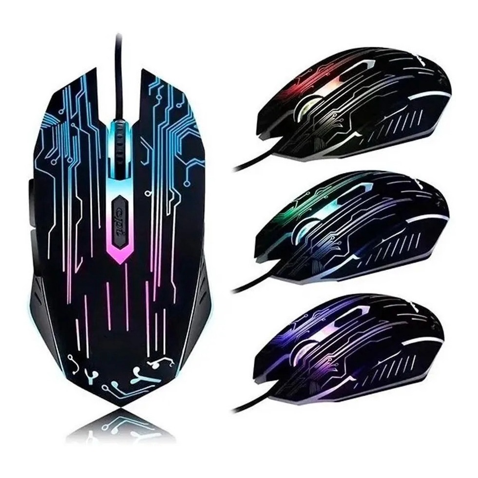 Mouse Gamer Ergonômico Com Led 3200 Dpi Preto Usb Rgb Weibo | Shopee Brasil