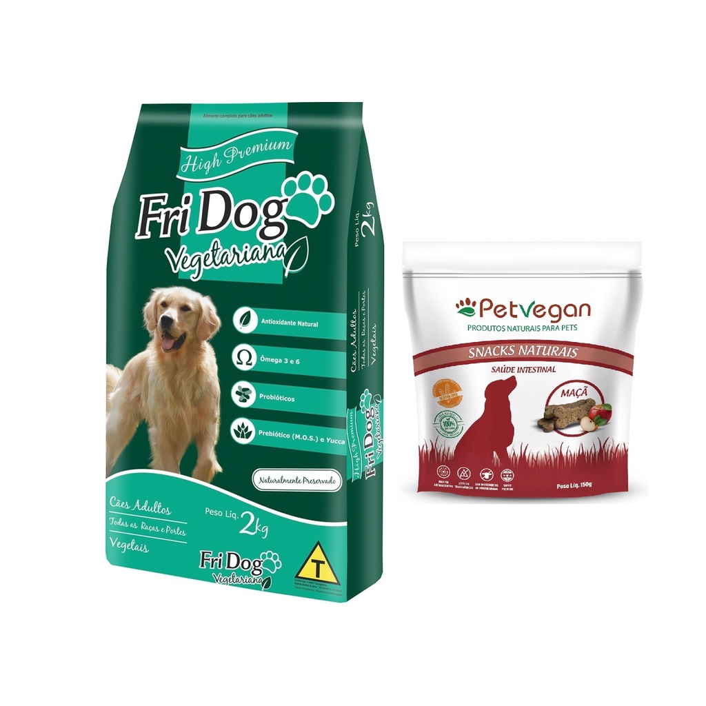 Kit Vegetariano para cães - Ração Fri Dog Vegetariana Cães Adultos (2kg ...