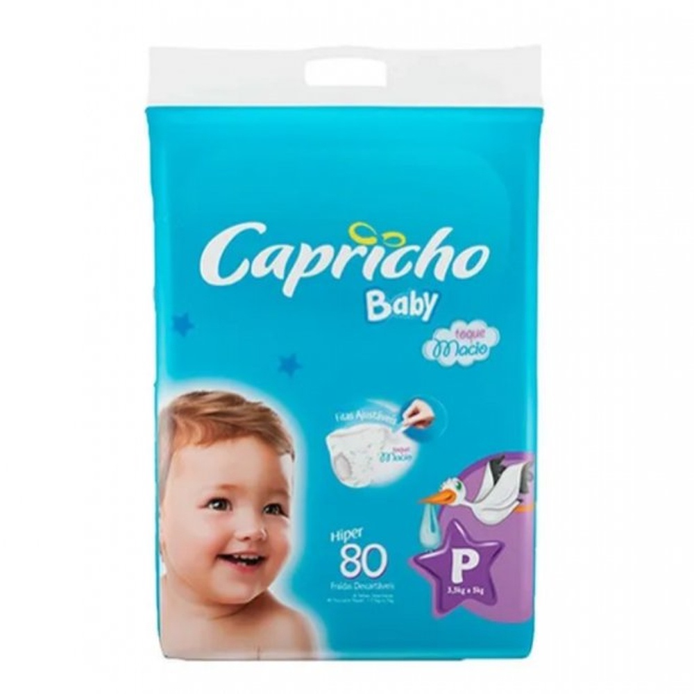 Fralda Capricho Baby P Com 80 Unidades | Shopee Brasil