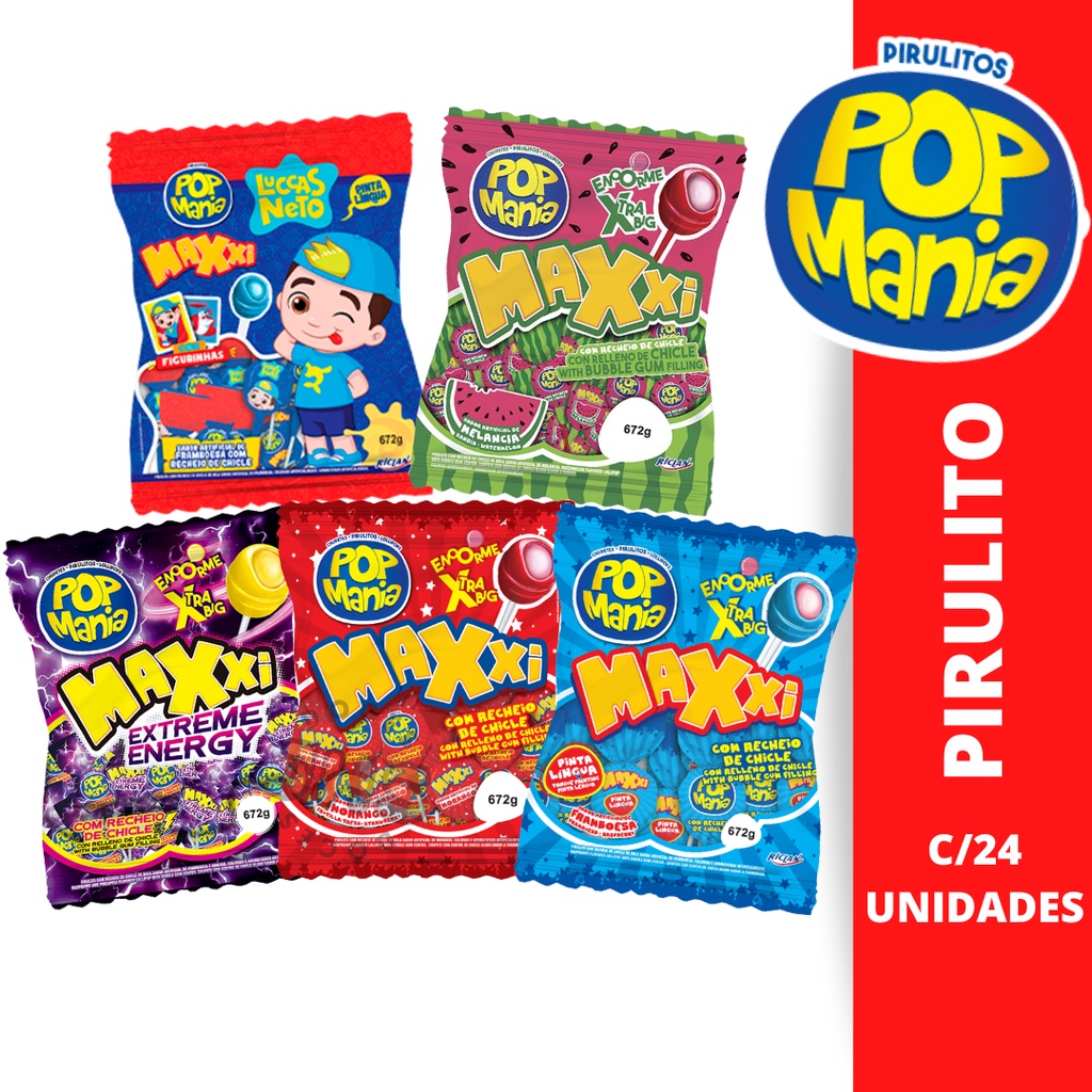 Pirulito pop mania MAXXI C/24 unidades (Escolha o Sabor) | Shopee Brasil