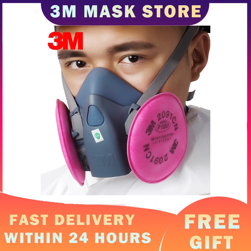 3M7502 2091 P100 Máscara De Trabalho Industrial Filtros Respirador De ...
