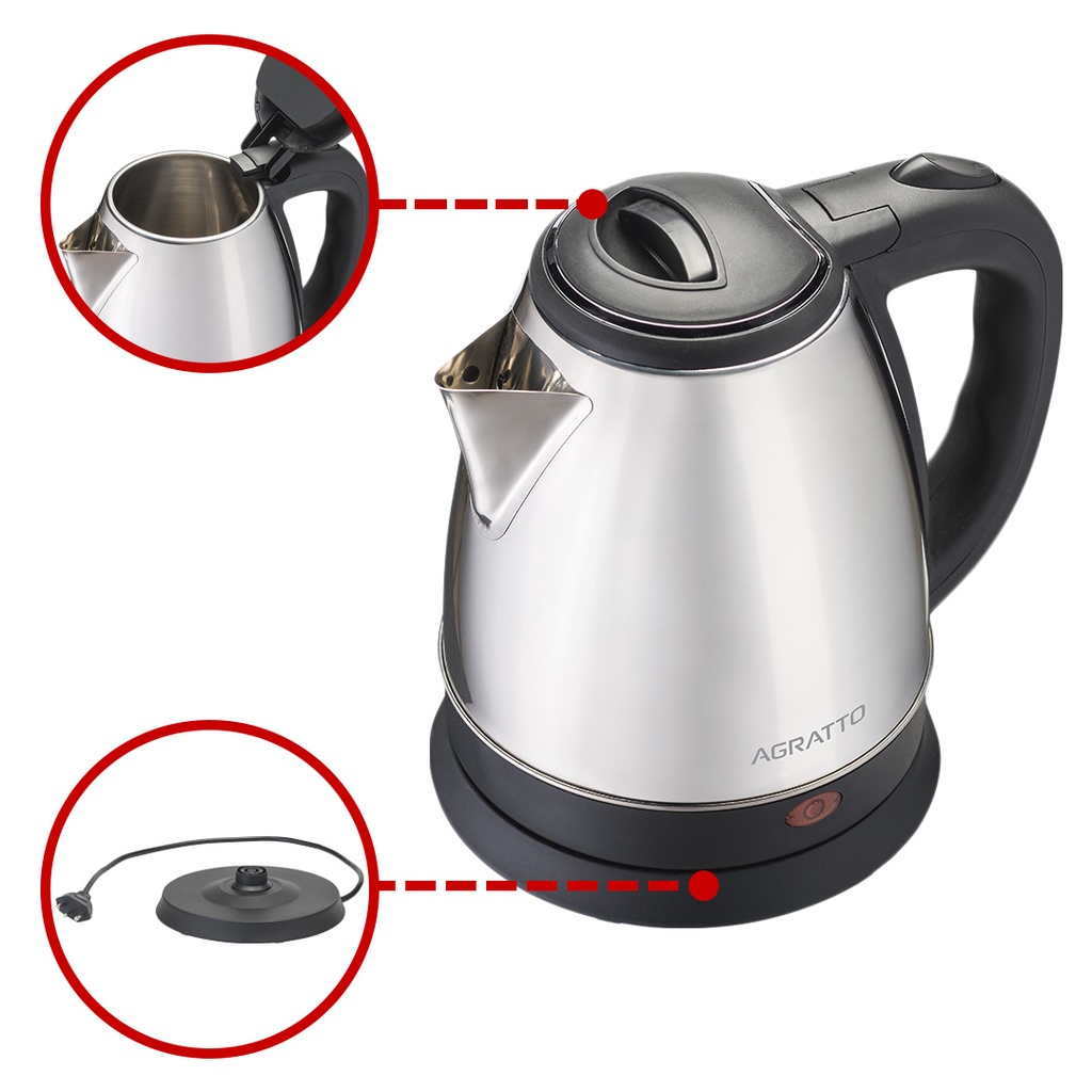 Chaleira Elétrica Agratto Original 1,8L Inox 127V | Shopee Brasil