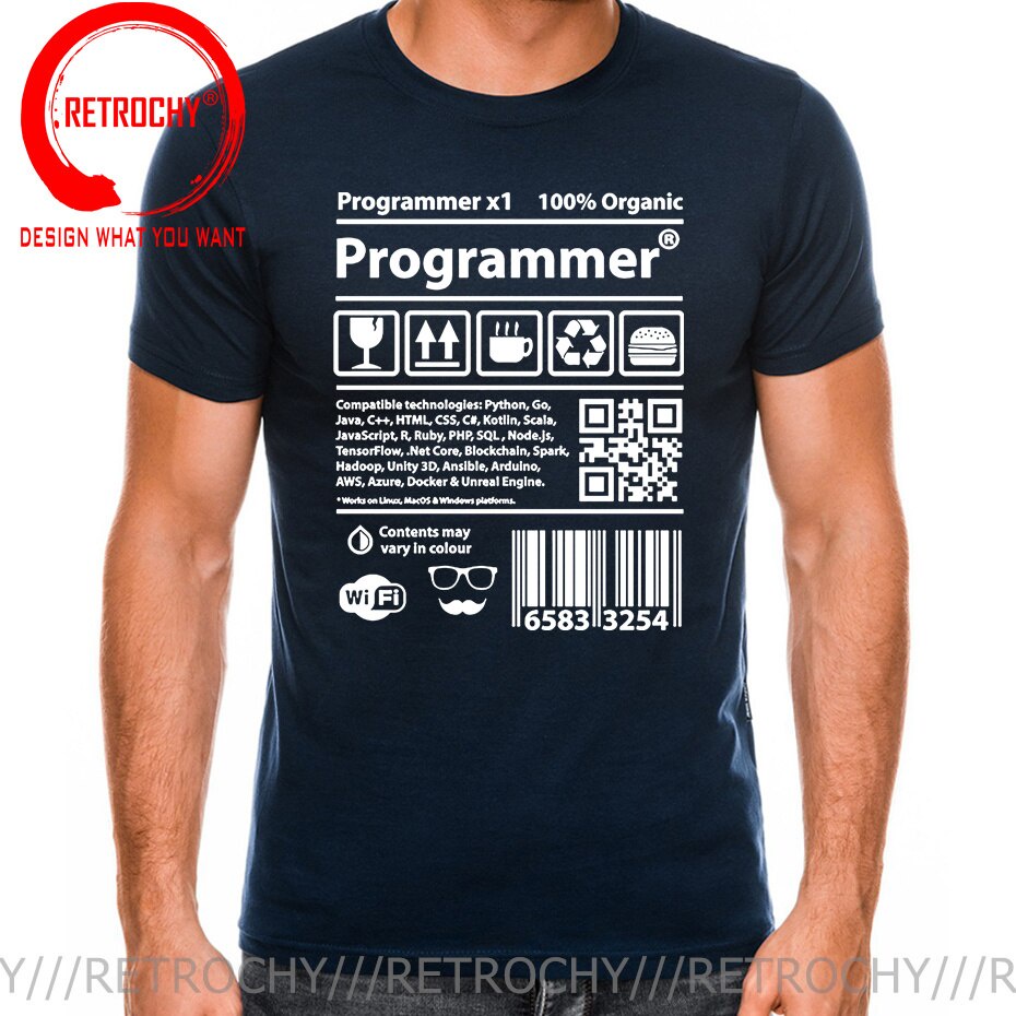 Camiseta Masculina Engraçado Pilha Excesso Programador Código De Barras ...