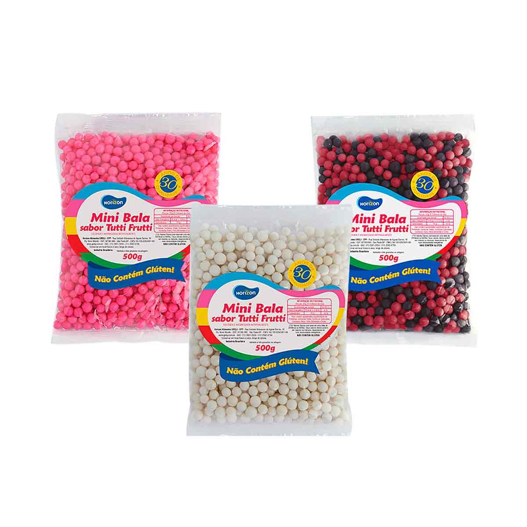 Mini Bala Tutti Frutti Colorida Horizon 500g 1und | Shopee Brasil