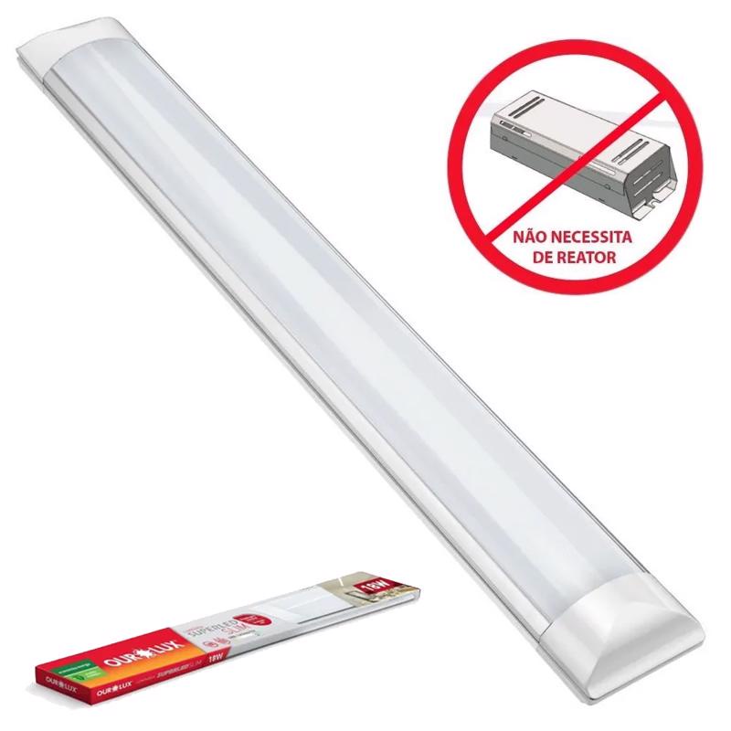 Luminária Tubular Led Slim 120 CM 36W Bivolt 6500K OUROLUX | Shopee Brasil