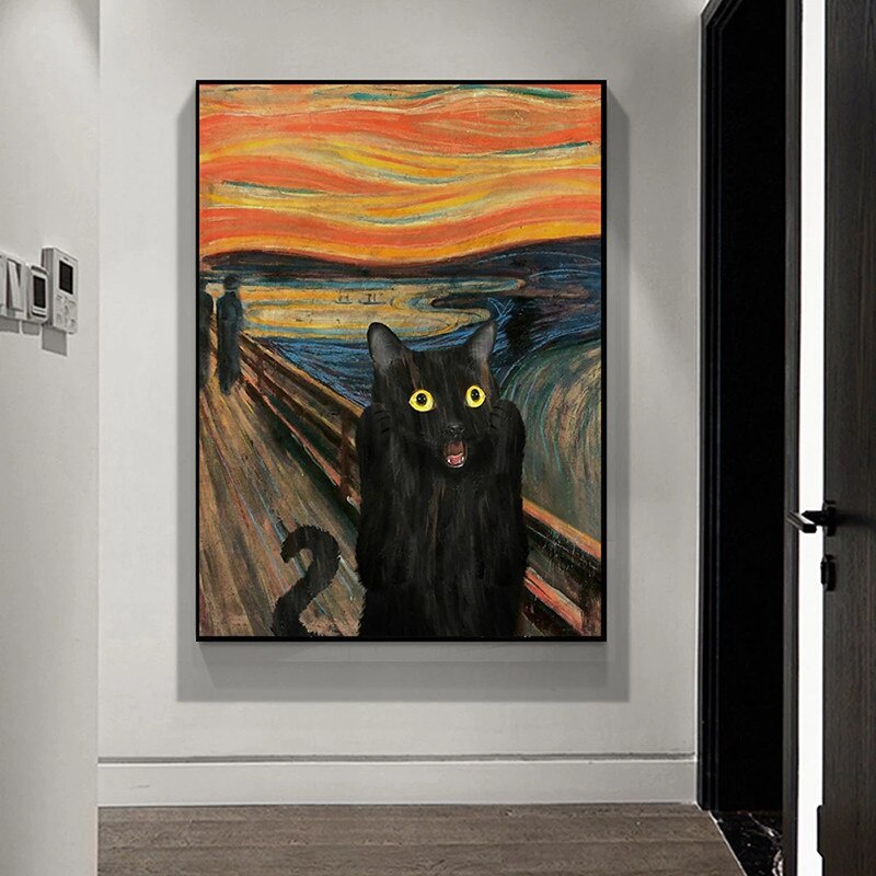 Quadro Decorativo Grito Gato Preto 60x40 | Shopee Brasil