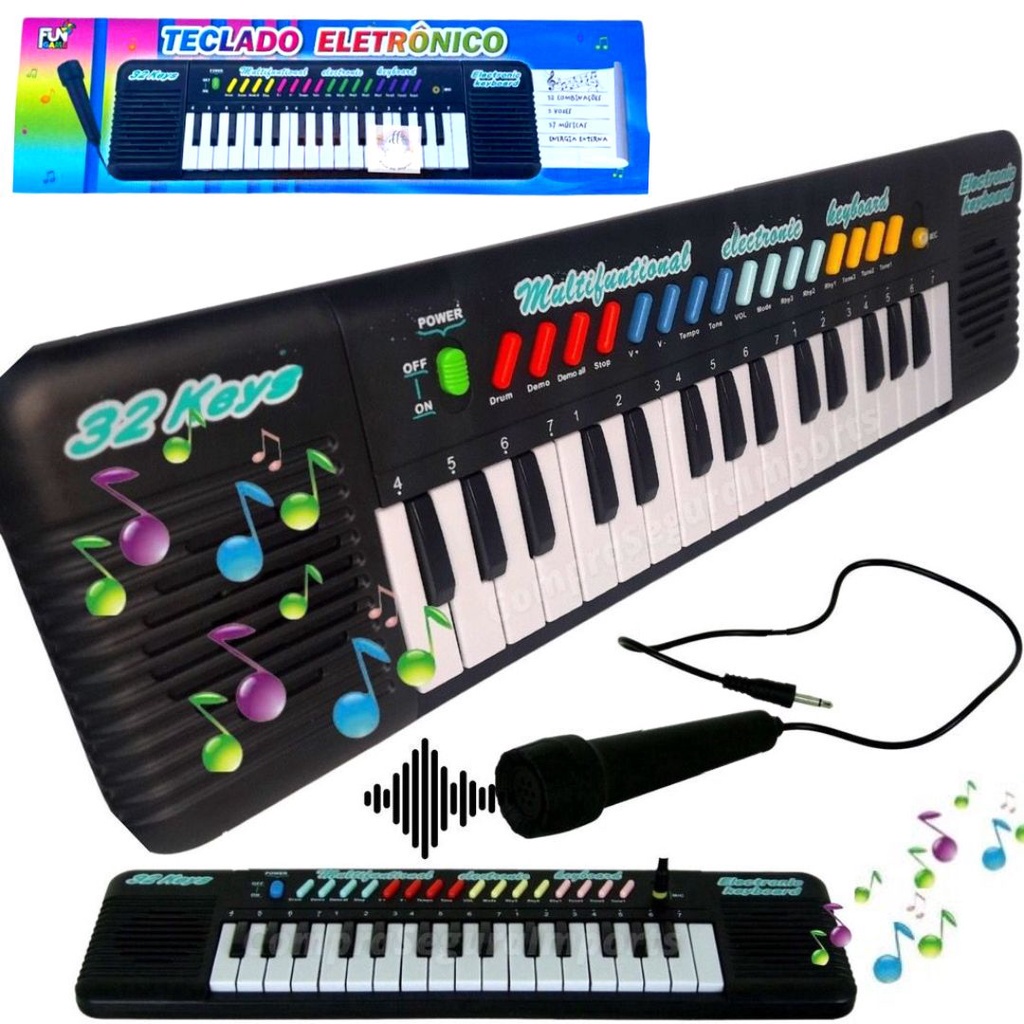 Teclado Infantil Musical Com Microfone Piano Teclas Keys | Shopee Brasil