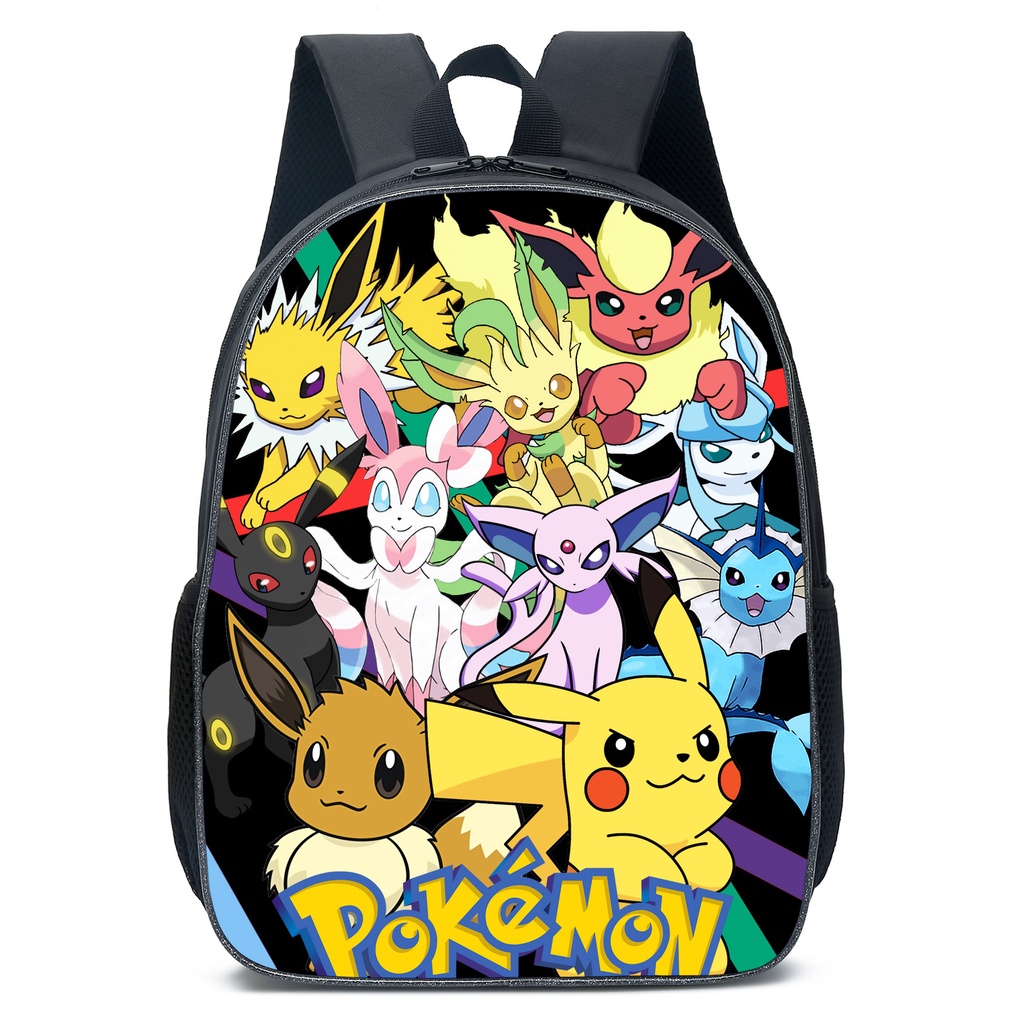 Mochila Pokemon Escolar Pikachu Eevee Anime Figuras Kids Bags Grande ...