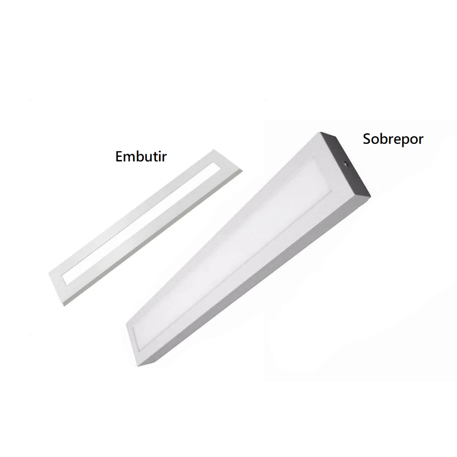 Painel Plafon Retangular Led 10x60 18w Embutir/Sobrepor 3000k/4000k ...