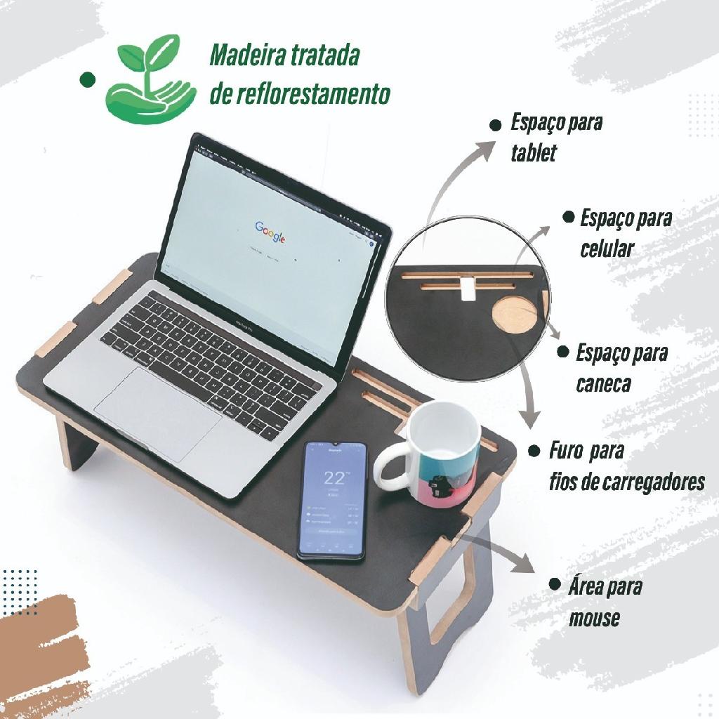 Apoio Notebook Suporte Mesa Bandeja Café Manhã Cama Colo Preto | Shopee ...