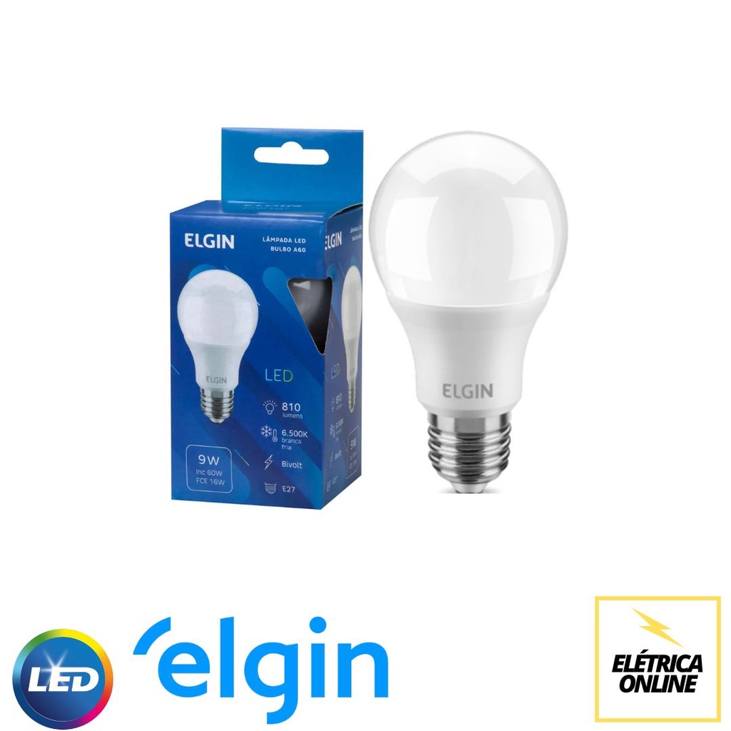 Lâmpada LED Bulbo 9w A60 6500K BRANCA - ELGIN | Shopee Brasil
