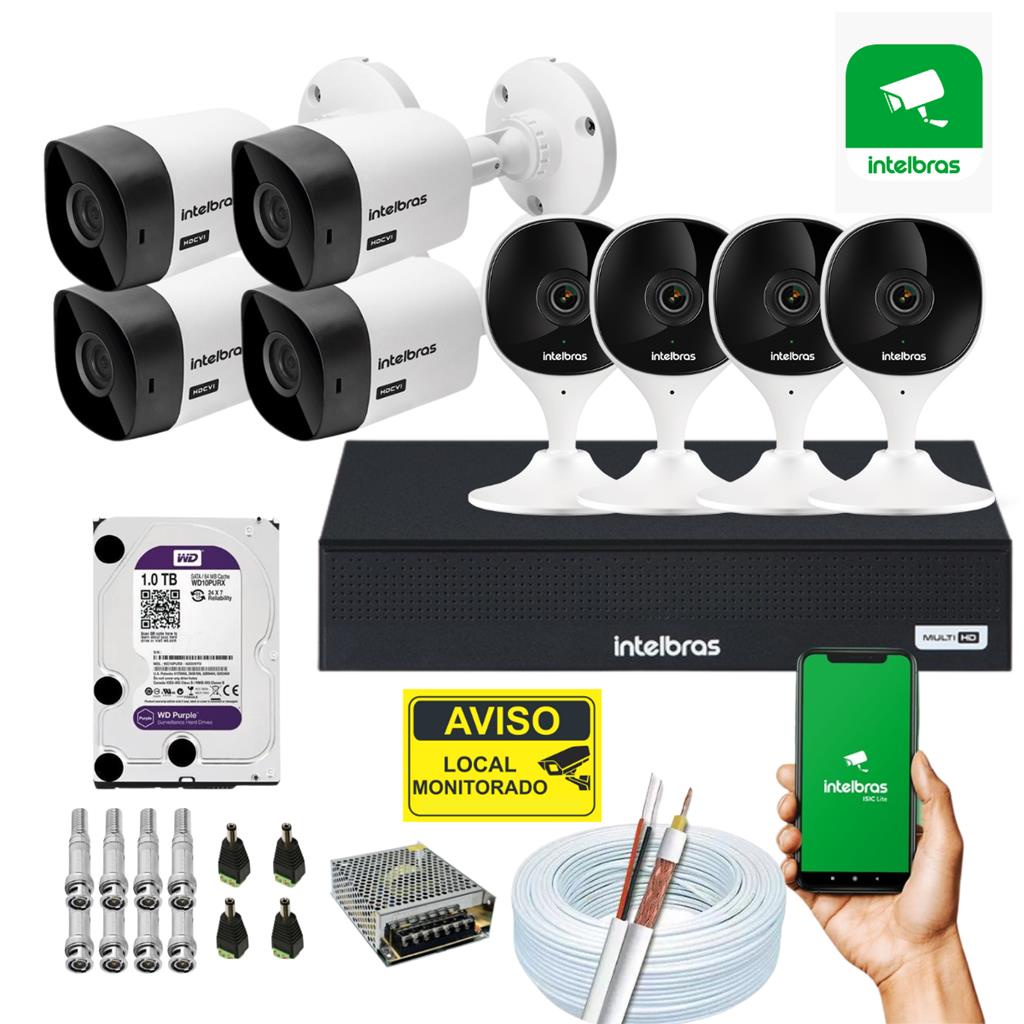 Kit 8 Cameras 4 Vhc E 4 Wifi Ip C/ Mhdx 1008c E Hd Purple | Shopee Brasil