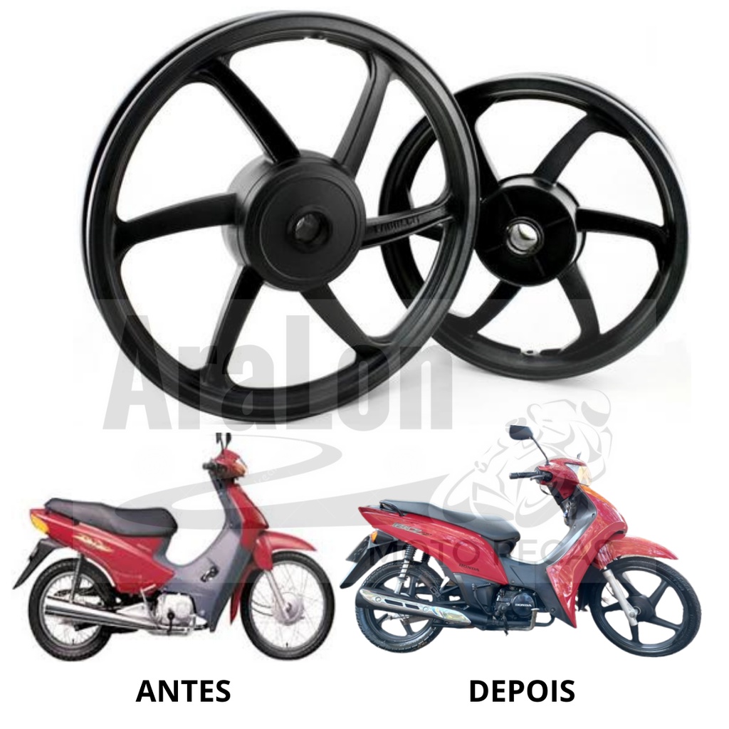 Jogo par Rodas 6 palitos Biz 125 2021 2022 2023 freio tambor | Shopee ...