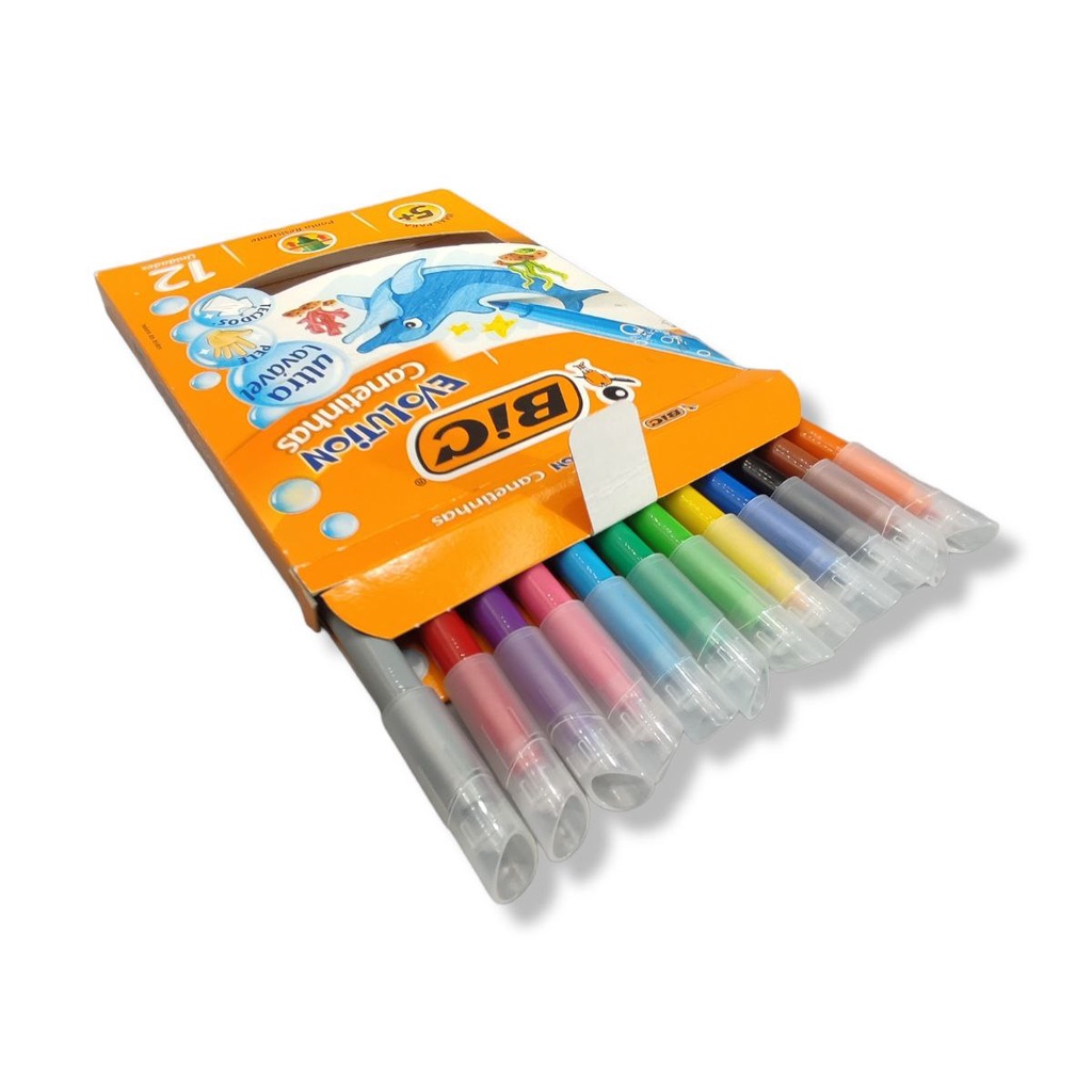 Canetinha Ultra Lavável Infantil 12 Cores Bic Evolution | Shopee Brasil