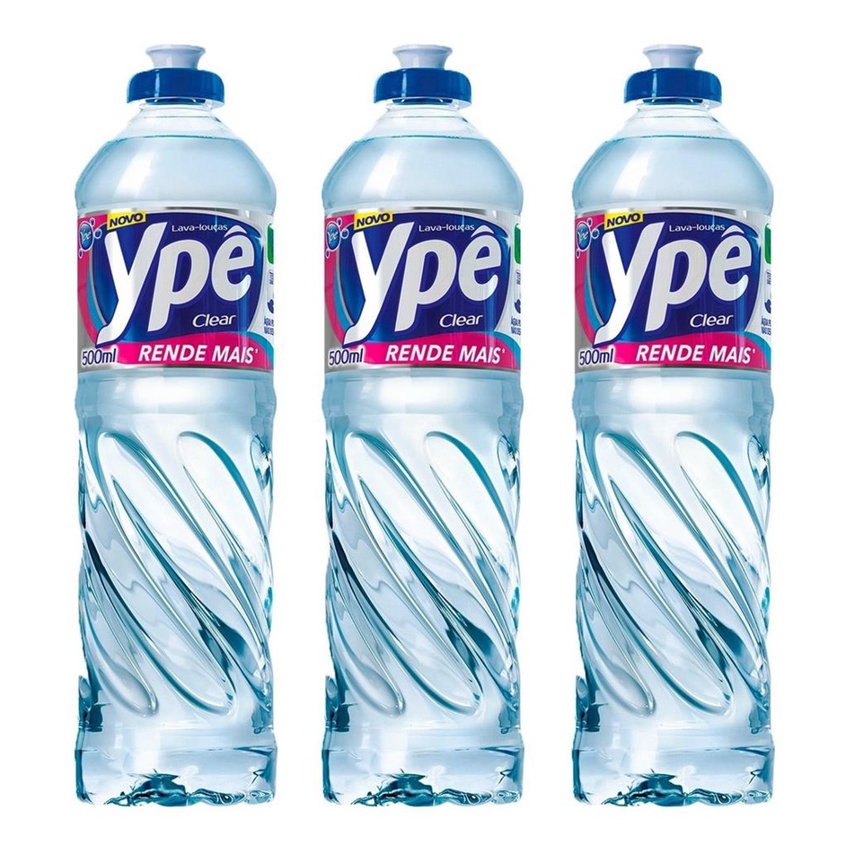 Detergente Neutro Liquido Ype 500ml Clear Kit Com 3 Unidades | Shopee ...