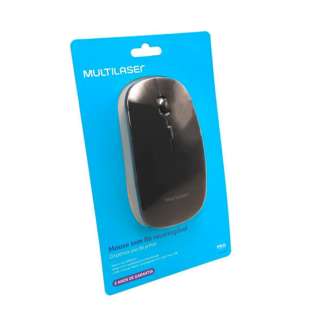 Mouse Sem Fio Recarregável Multilaser MO290 Wireless 2.4GHz | Shopee Brasil