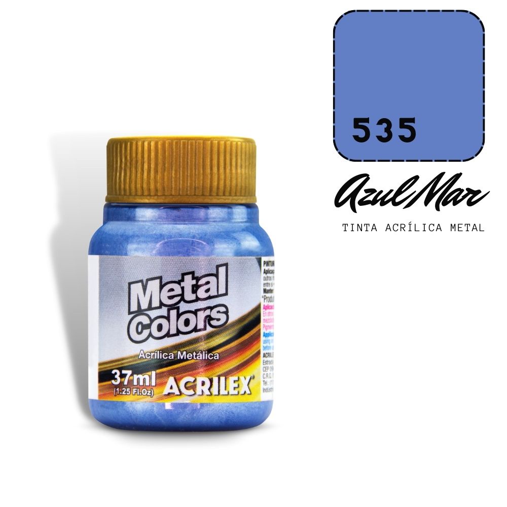 Tinta Acrilica Metal Colors Acrilex 37ml 535 Azul Mar | Shopee Brasil