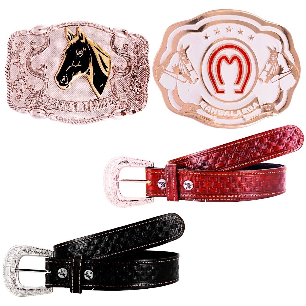 Kit 2 Cintos Couro Country + 2 Fivelas Country Rodeio Festa | Shopee Brasil