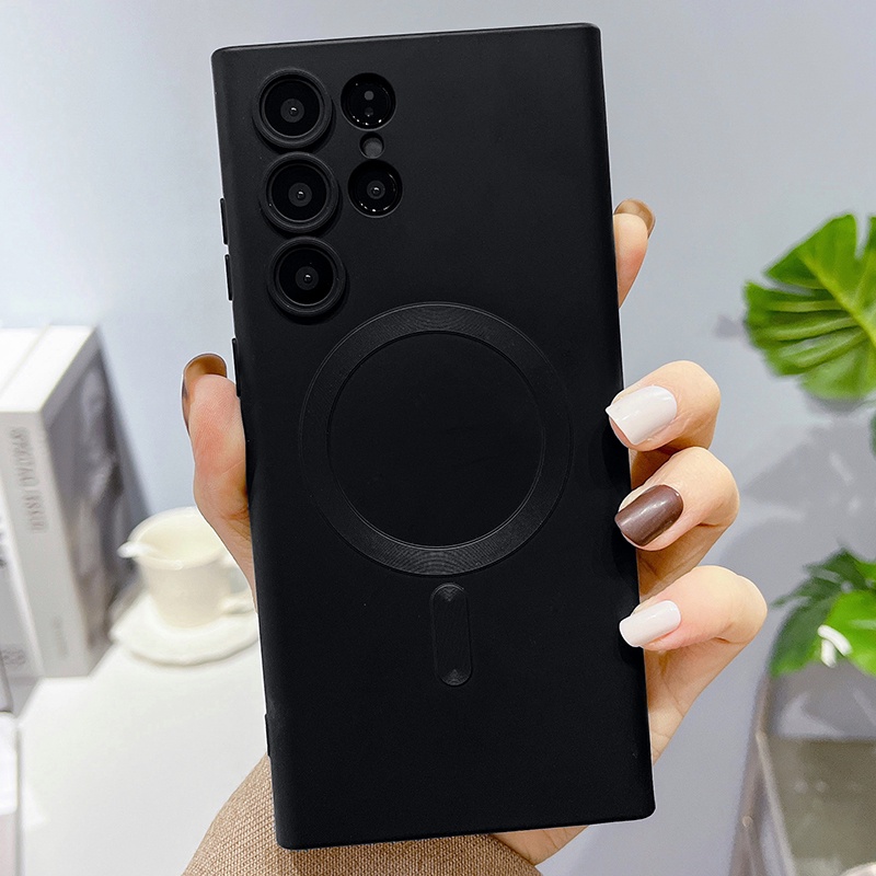 Luxo Magnético De Carregamento Sem Fio Caso Telefone Macio Para Samsung Galaxy S24 S23 S22 S21 ...