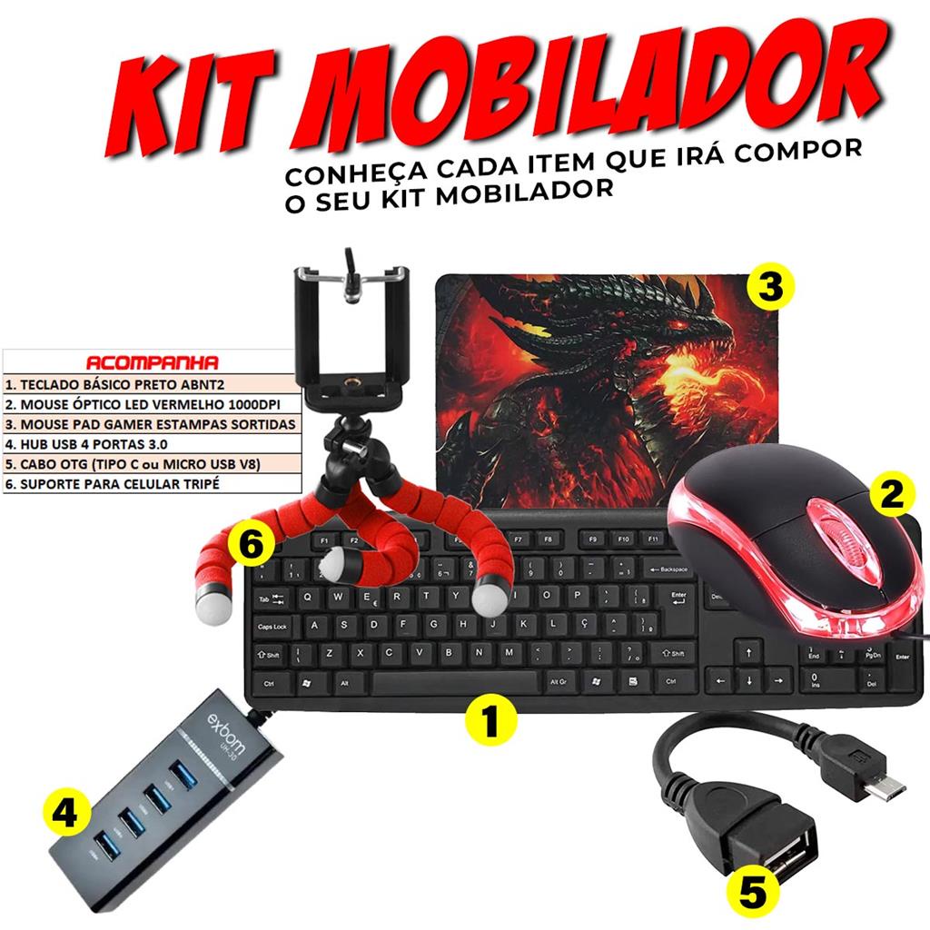 Kit Mobilador Gamer Completo com Hub 3.0 ideal para Jogos | Shopee Brasil