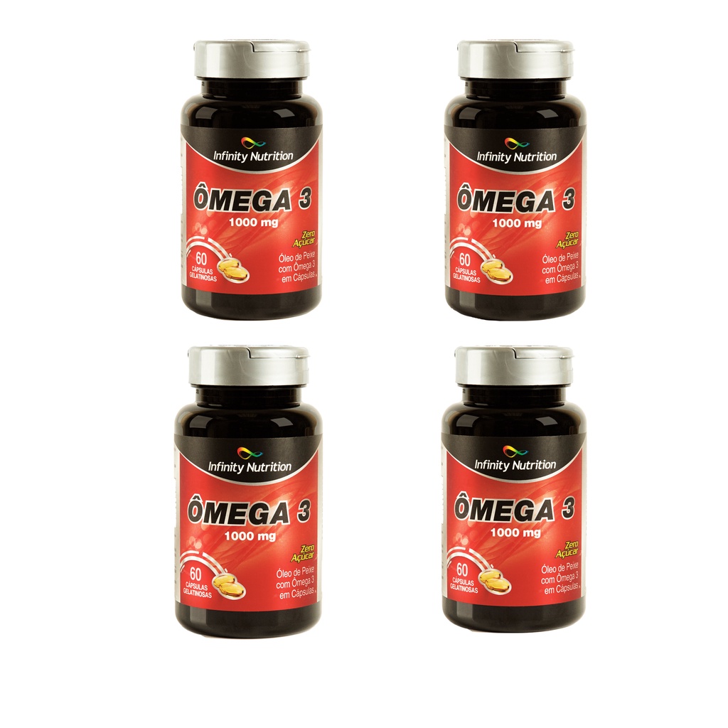 Ômega 3 De 1000 Mg Kit 4 Potes Com 60 Cáps Infinty Nutrition | Shopee ...