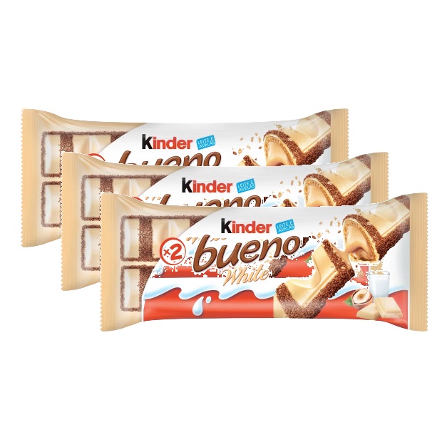 kit 3 BOMBOM WAFER KINDER BUENO WHITE PACOTE 39G 2 UNIDADES | Shopee Brasil